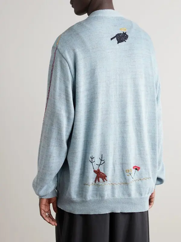 Kapital Embroidered Chambray And Cotton Cardigan
