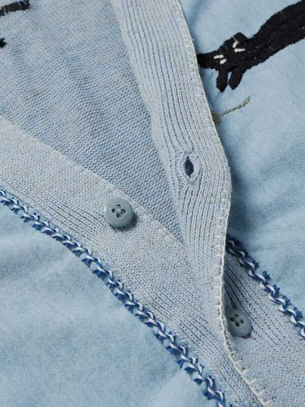 Kapital Embroidered Chambray And Cotton Cardigan