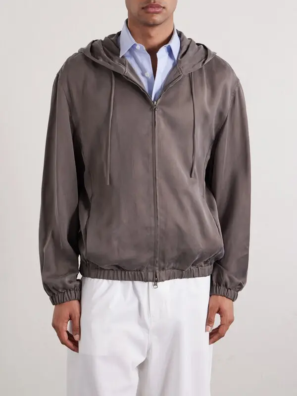 AMOMENTO Satin Hooded Jacket