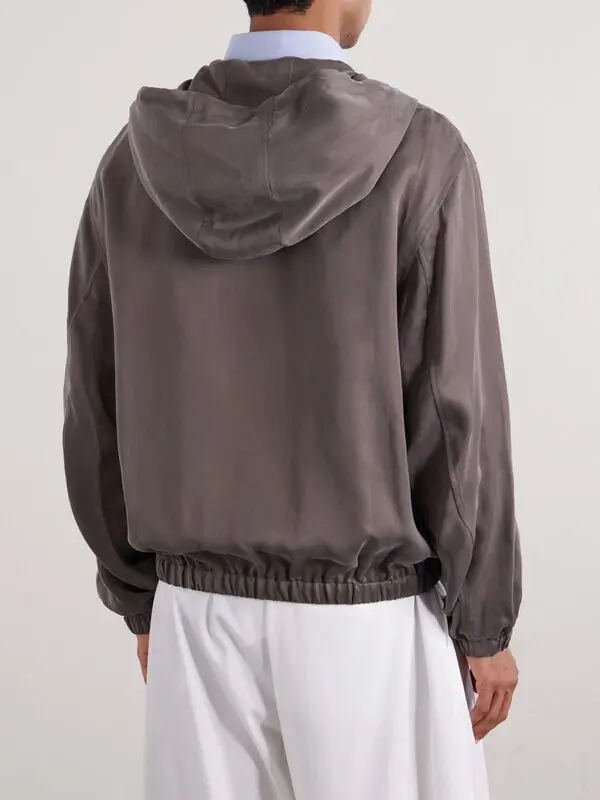 AMOMENTO Satin Hooded Jacket