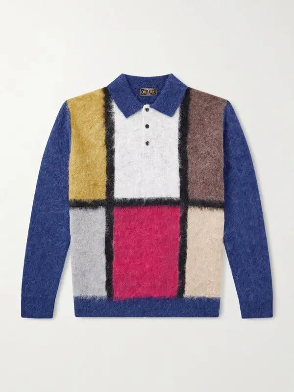 BEAMS Colour-block Polo Sweater