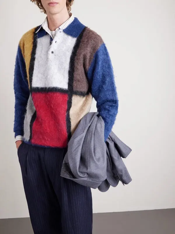 BEAMS Colour-block Polo Sweater