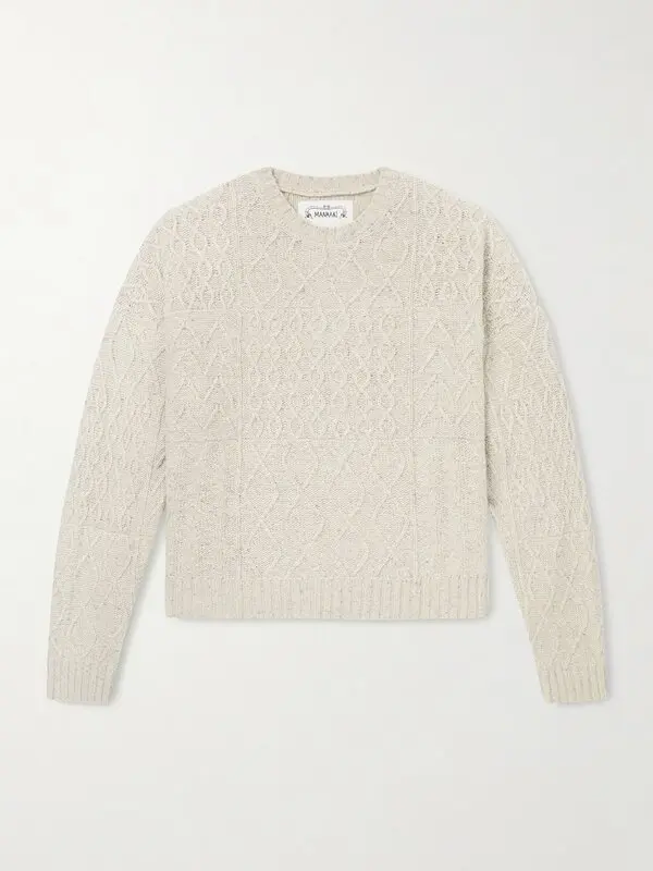 MANAAKI Keanu Cable-knit Merino Wool-blend Sweater - Neutrals