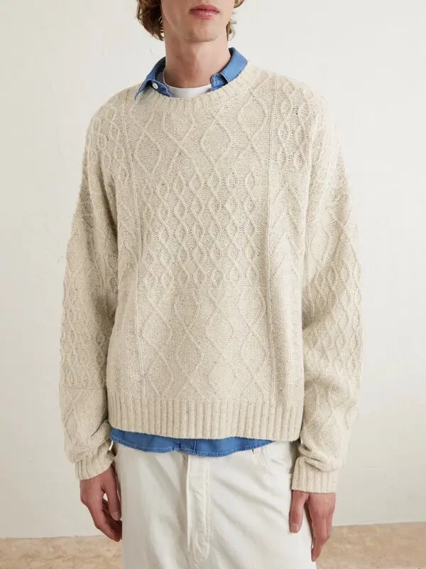 MANAAKI Keanu Cable-knit Merino Wool-blend Sweater