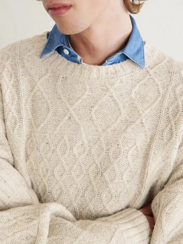 MANAAKI Keanu Cable-knit Merino Wool-blend Sweater