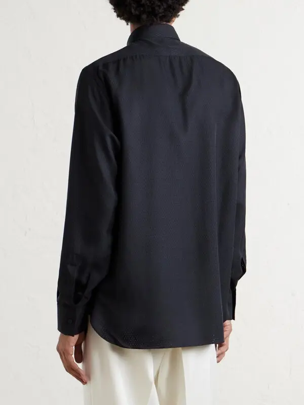 TOM FORD Perforated Silk-twill Shirt - Black