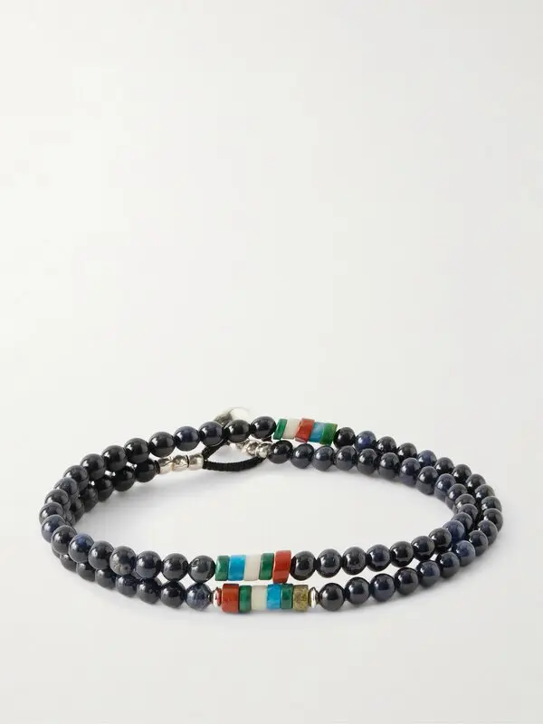 MIKIA Sterling Silver Multi-stone Beaded Bracelet - Black