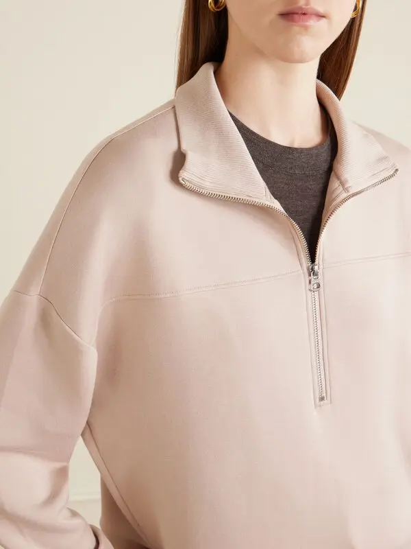 Varley Kayleigh Paneled Jersey Half-zip Sweater - Neutrals