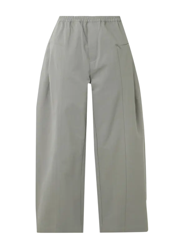 DEIJI STUDIOS Pleat Organic Cotton-twill Barrel-leg Pants - Gray