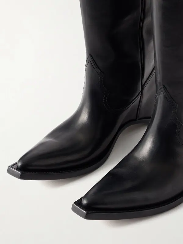 MAISON MARGIELA Concealed Heel Leather Cowboy Boots - Black