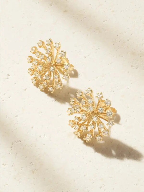 SYDNEY EVAN Burst Flower 14-karat Diamond Earrings - Gold