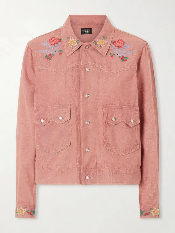 Ralph Lauren Billie Embroidered Cotton Linen Blend Shirt - Red