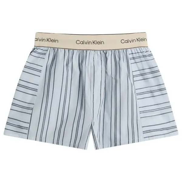 Calvin Klein Cotton Poplin Sleep Short - Majorca Stripe Breezy Blue
