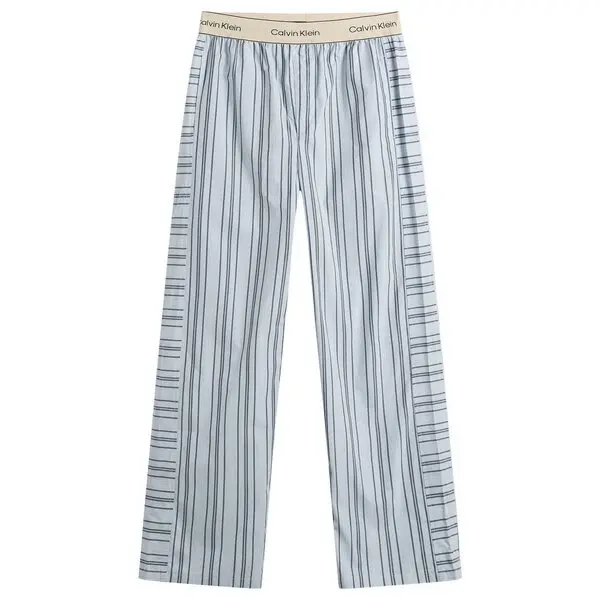 Calvin Klein Cotton Poplin Sleep Pant - Majorca Stripe Breezy Blue