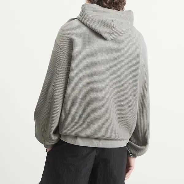 ROA Bee Sun Faded Organic Waffle Zip Up Hoodie - Grey