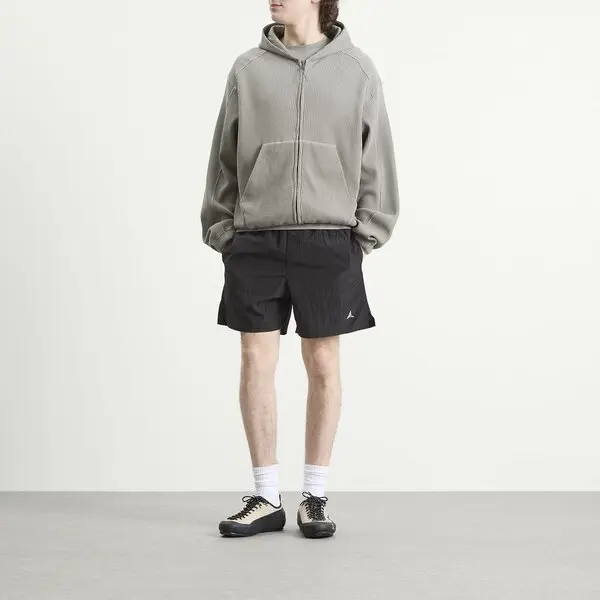 ROA Bee Sun Faded Organic Waffle Zip Up Hoodie - Grey