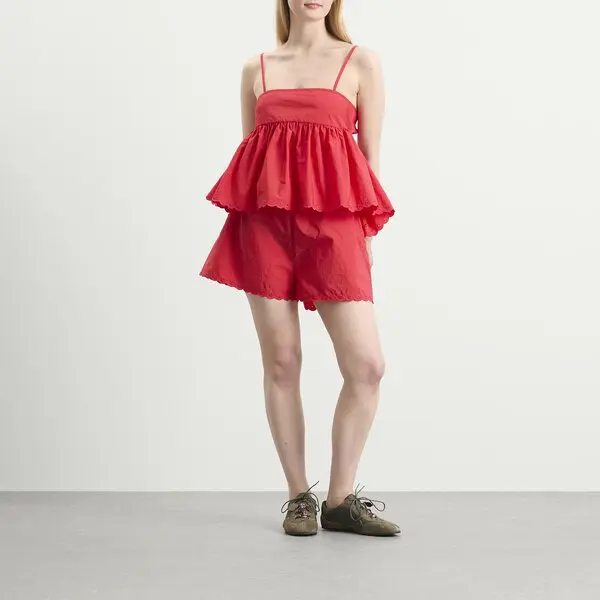 Cecilie Bahnsen Blossom Embroidered Taffeta Shorts