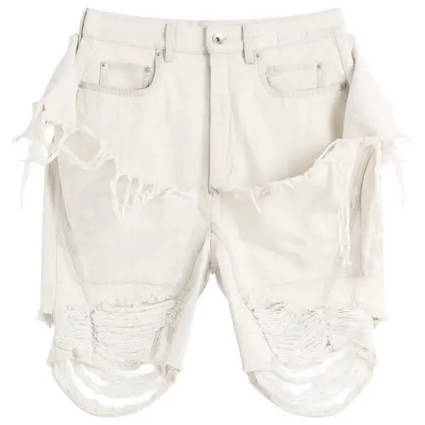 Rick Owens Slivered Cut-off Denim Shorts - Milk Wash