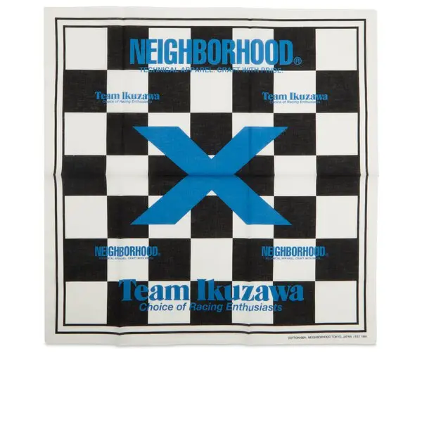 TEAM IKUZAWA X Neighborhood Bandana - Black/white