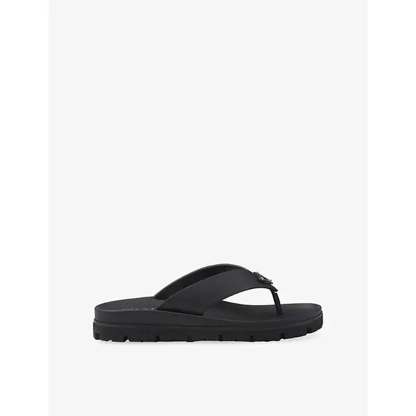 Prada Triangle-logo Rubber Thong Sandals - Black
