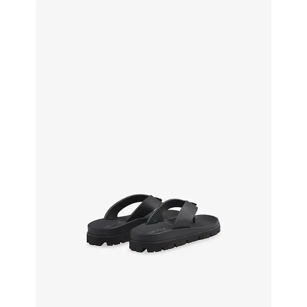 Prada Triangle-logo Rubber Thong Sandals - Black
