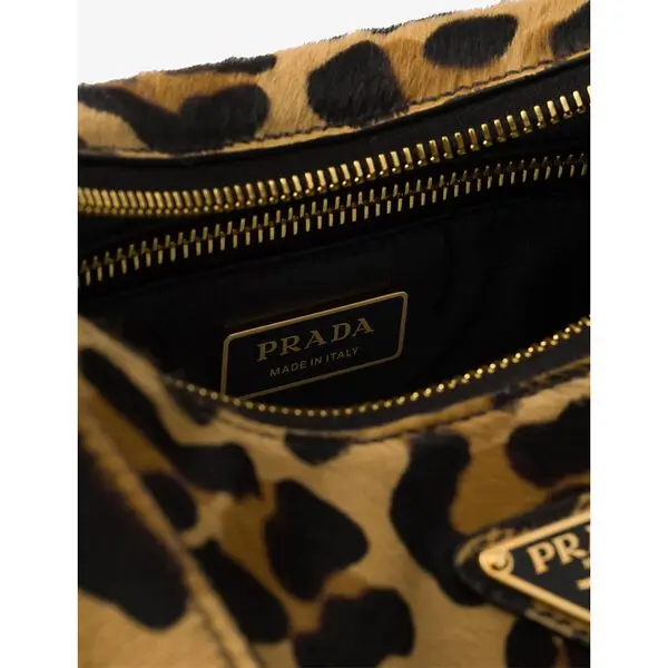 Prada Aimèe Printed Leather Shoulder Bag - Neutral