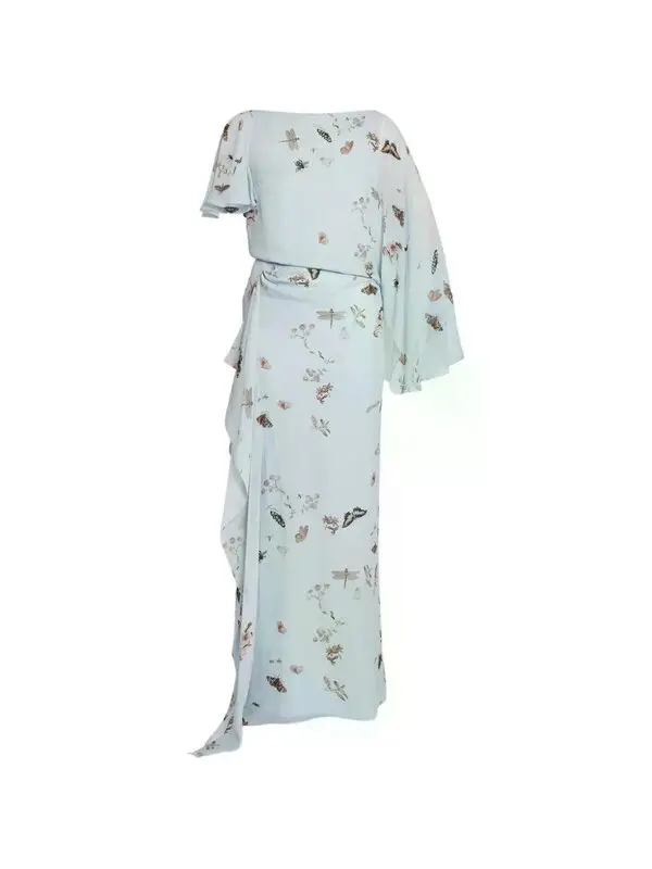 Erdem Floral Print Draped Gown
