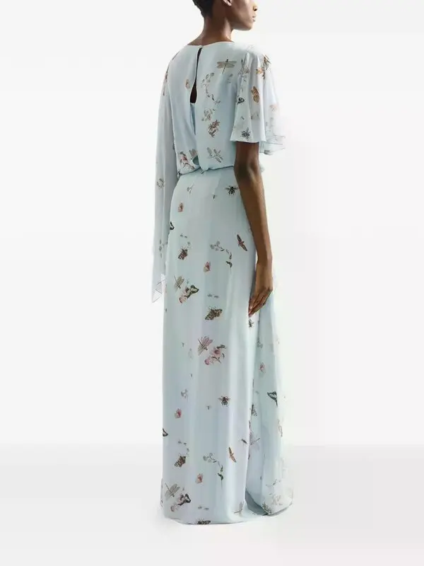 Erdem Floral Print Draped Gown