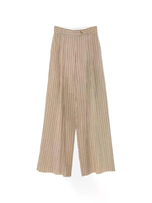 Marella Striped Wide-leg Trousers - Neutrals