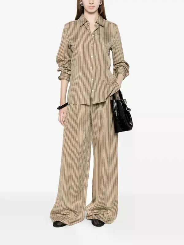 Marella Striped Wide-leg Trousers - Neutrals