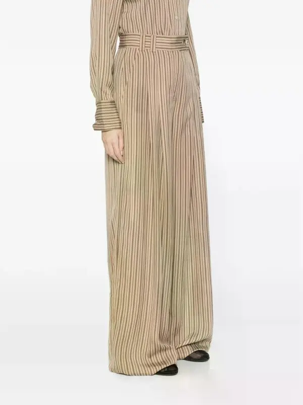 Marella Striped Wide-leg Trousers - Neutrals