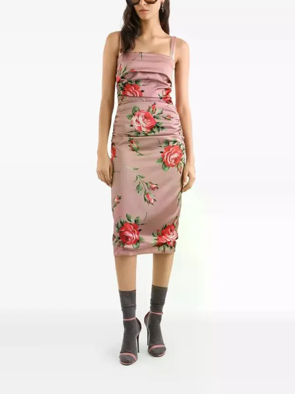 Dolce & Gabbana Floral-print Ruched Midi Dress