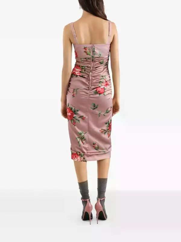 Dolce & Gabbana Floral-print Ruched Midi Dress