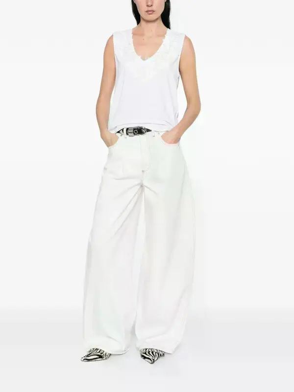 BLUGIRL Embroidered V-neck Top - White