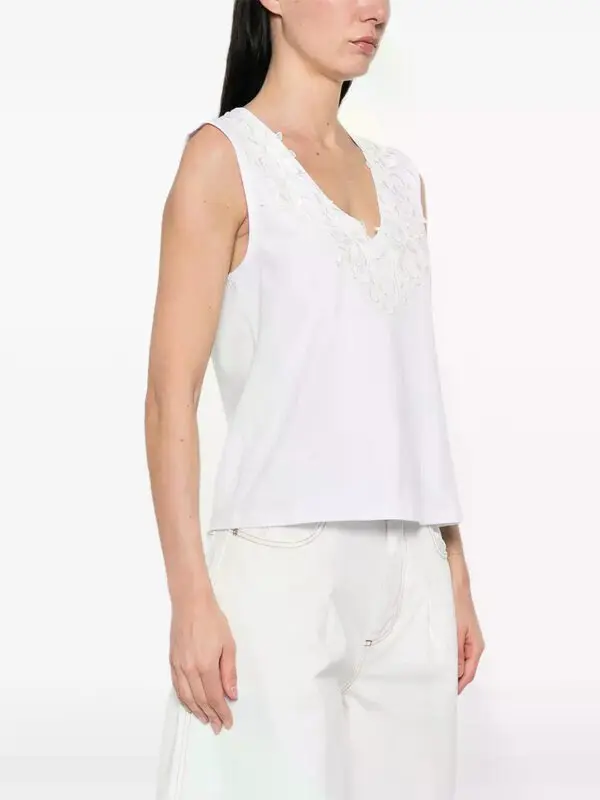 BLUGIRL Embroidered V-neck Top - White