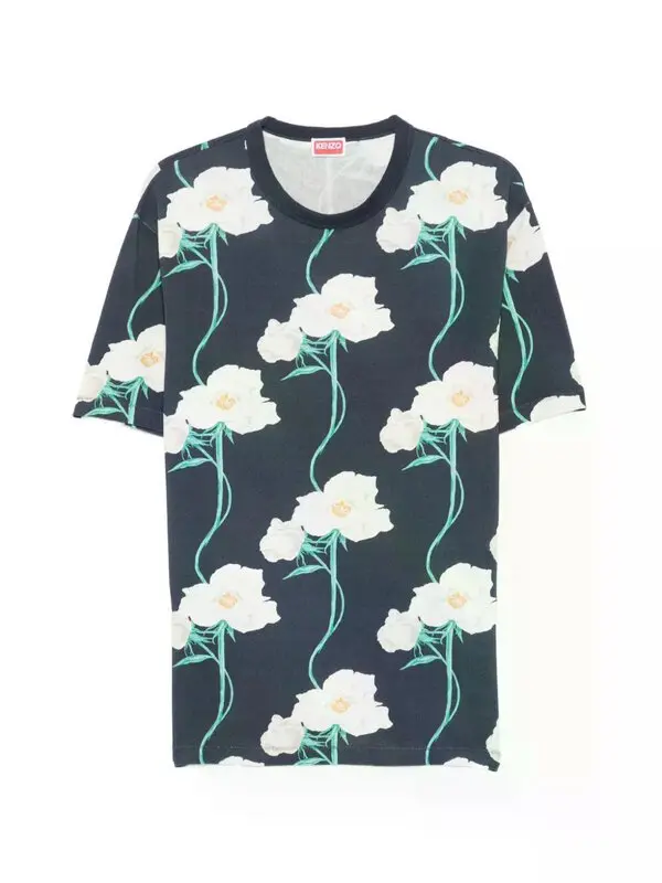 Kenzo Archive Rose Cotton T-shirt - Blue