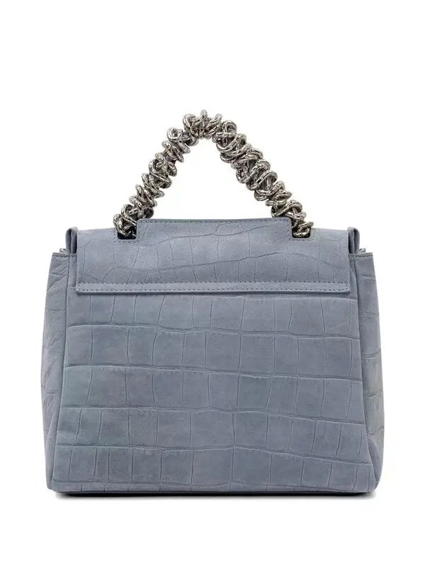 Orciani Crocodile-effect Tote Bag With Chain Handle - Blue