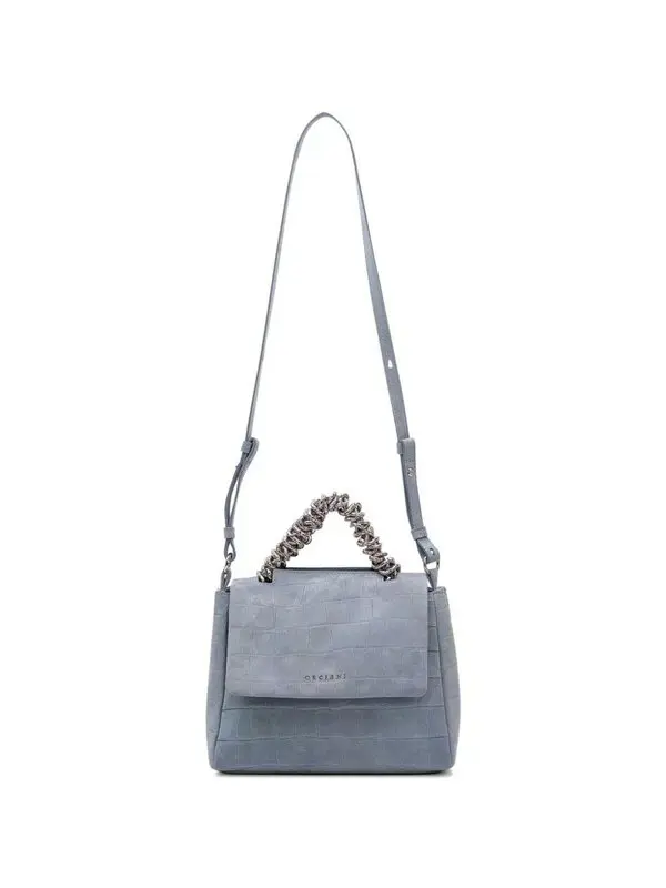 Orciani Crocodile-effect Tote Bag With Chain Handle - Blue