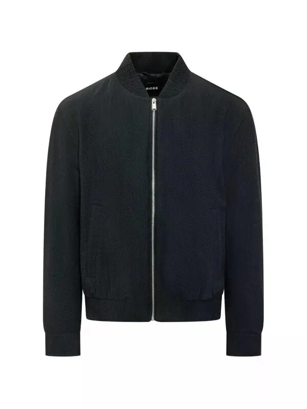 BOSS Textured Zip Jacket - Blue