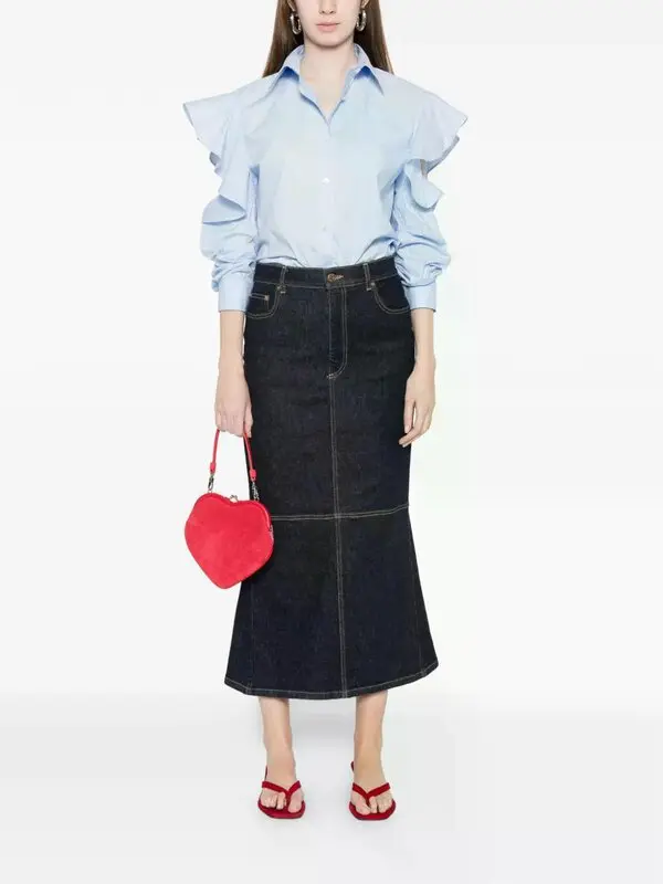Moschino Ruffled Cold-shoulder Top - Blue
