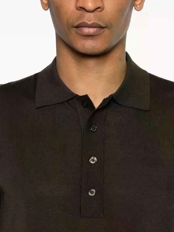 PAOLO PECORA Buttoned Polo Shirt - Brown