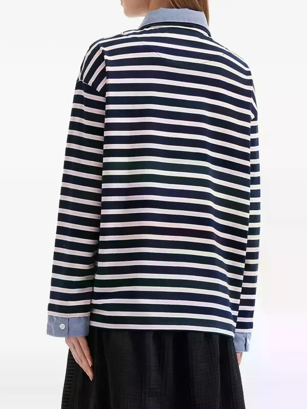 TOUT A COUP Striped Long-sleeve Polo Shirt