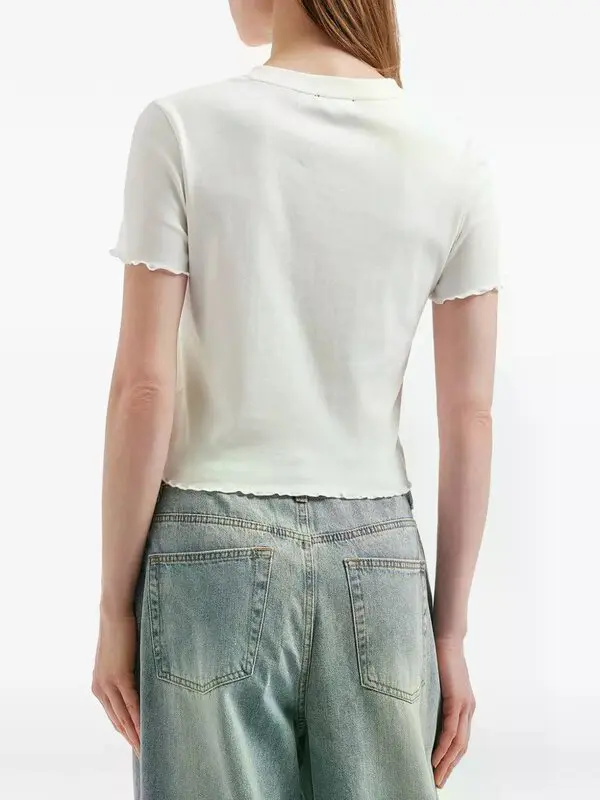 TOUT A COUP Embellished Ruffled T-shirt - White