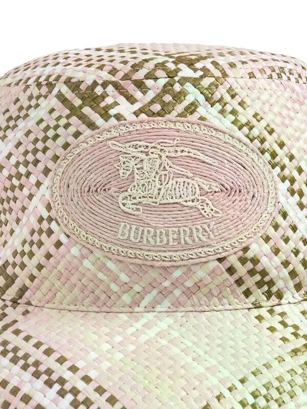 Burberry Checked Bucket Hat With Logo Patch - Pink
