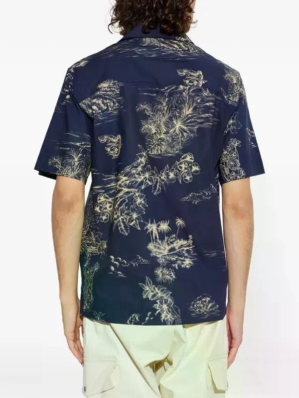 Moncler Island-print Shirt - Blue