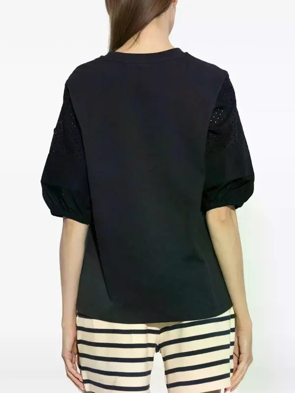 Moncler Perforated Puff-sleeve T-shirt - Blue