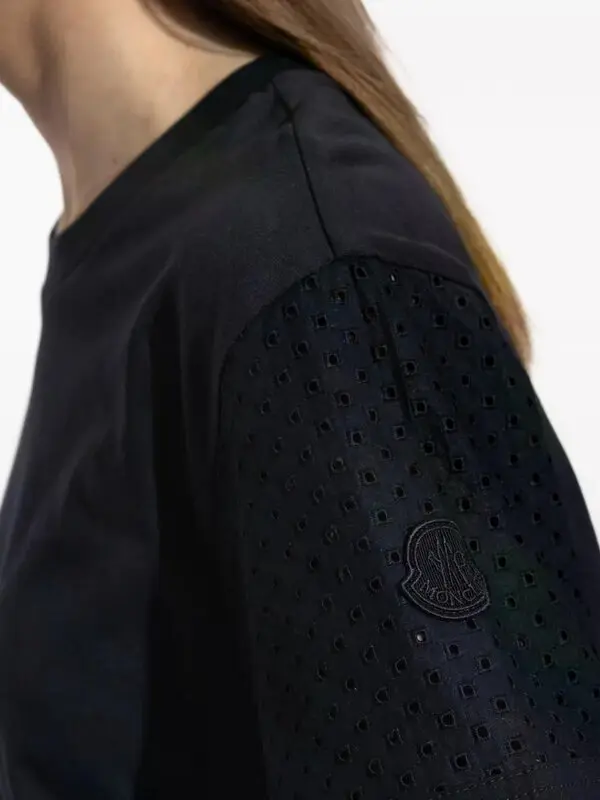 Moncler Perforated Puff-sleeve T-shirt - Blue