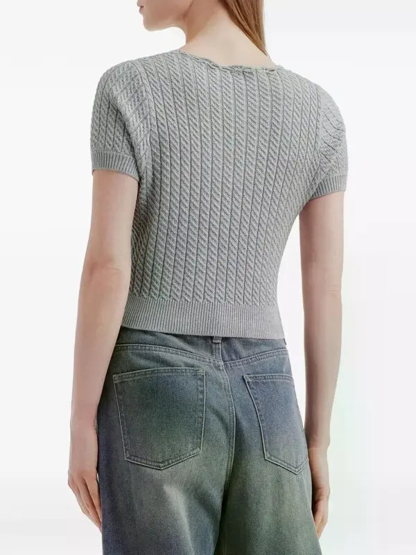 TOUT A COUP Bow Knit Top - Grey