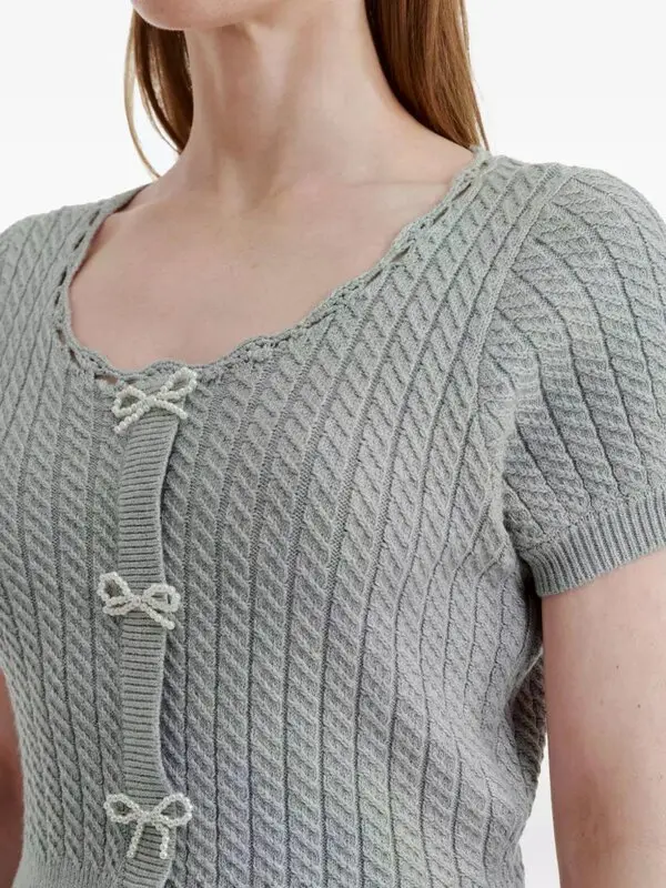 TOUT A COUP Bow Knit Top - Grey