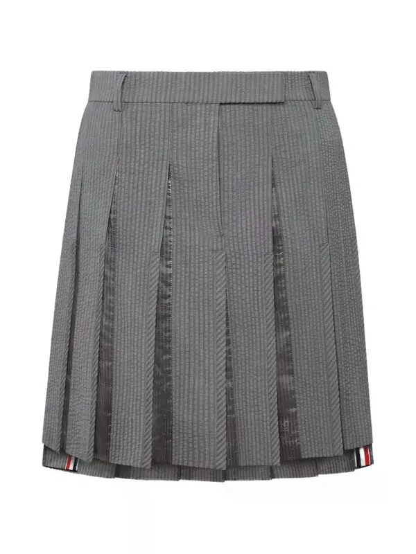 Thom Browne Seersucker Pleated Mini Skirt - Grey